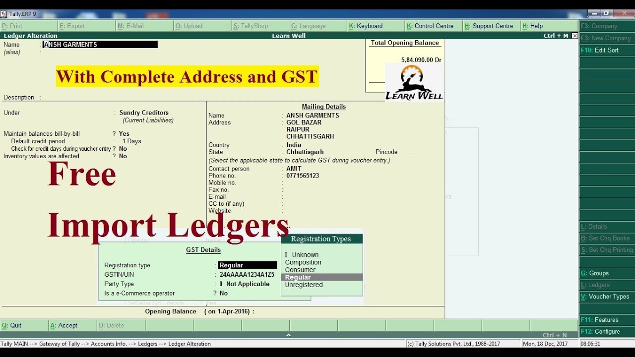 ¶ GST Ledger Import - Free in Tally ERP - YouTube