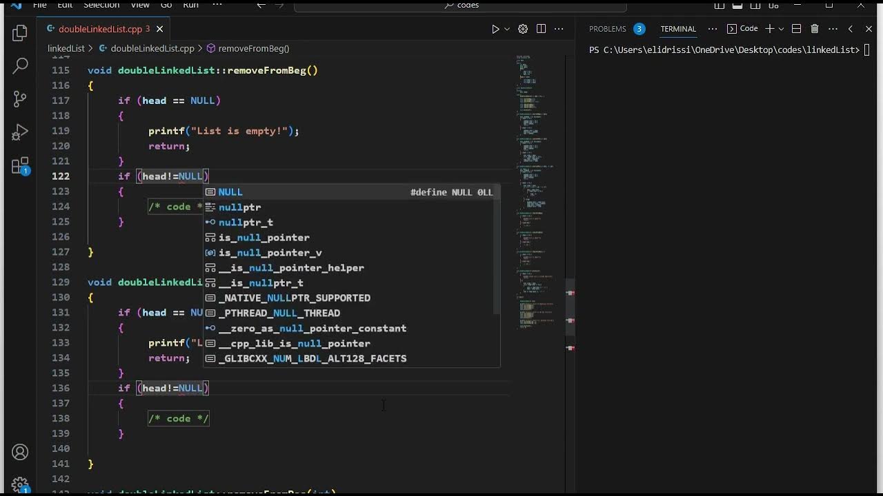 double linked list - remove an element - بالدارجة - YouTube
