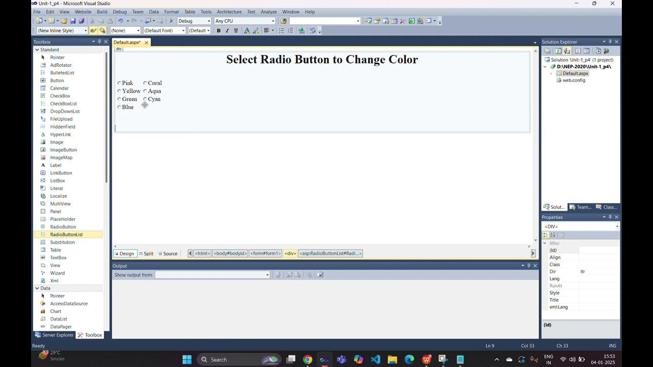 U1P4-#NEP-2020 #RadioButtonListControl in ASP.NET | By Sejal Shah - YouTube