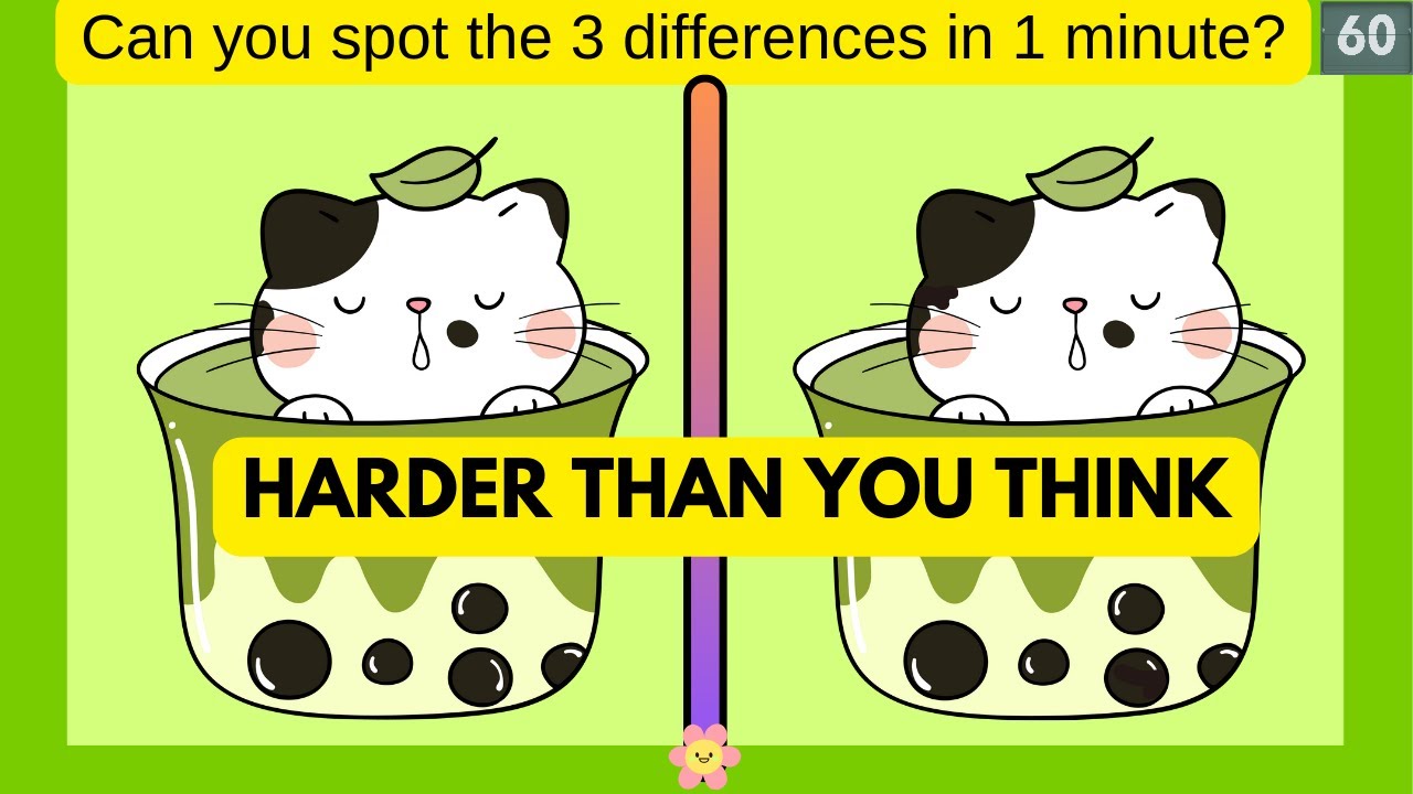 SPOT THE 3 DIFFERENCES IN ONE MINUTE! How hard can it be? Try it for ...
