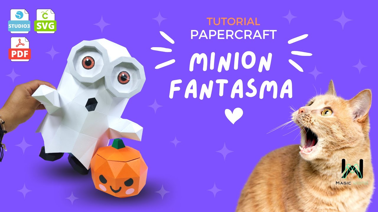 MagicWorld3D - Minion Fantasma - Tutorial Papercraft + [SVG-Cricut] [.Studio3-Silhouette] - YouTube