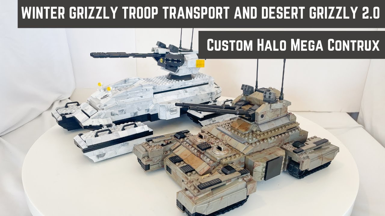MEGA HALO BLOKS/CONSTRUX Custom built WINTER GRIZZLY TROOP TRANSPORT and DESERT GRIZZLY 2.0 ...