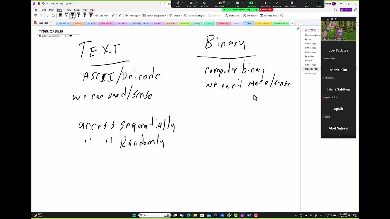 032824 Cosc 1336 Python Types Of Files Youtube