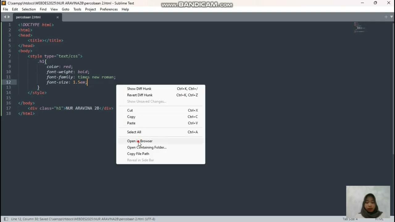 tutorial penggunaan property style - CSS diaplikasi sublime text - YouTube