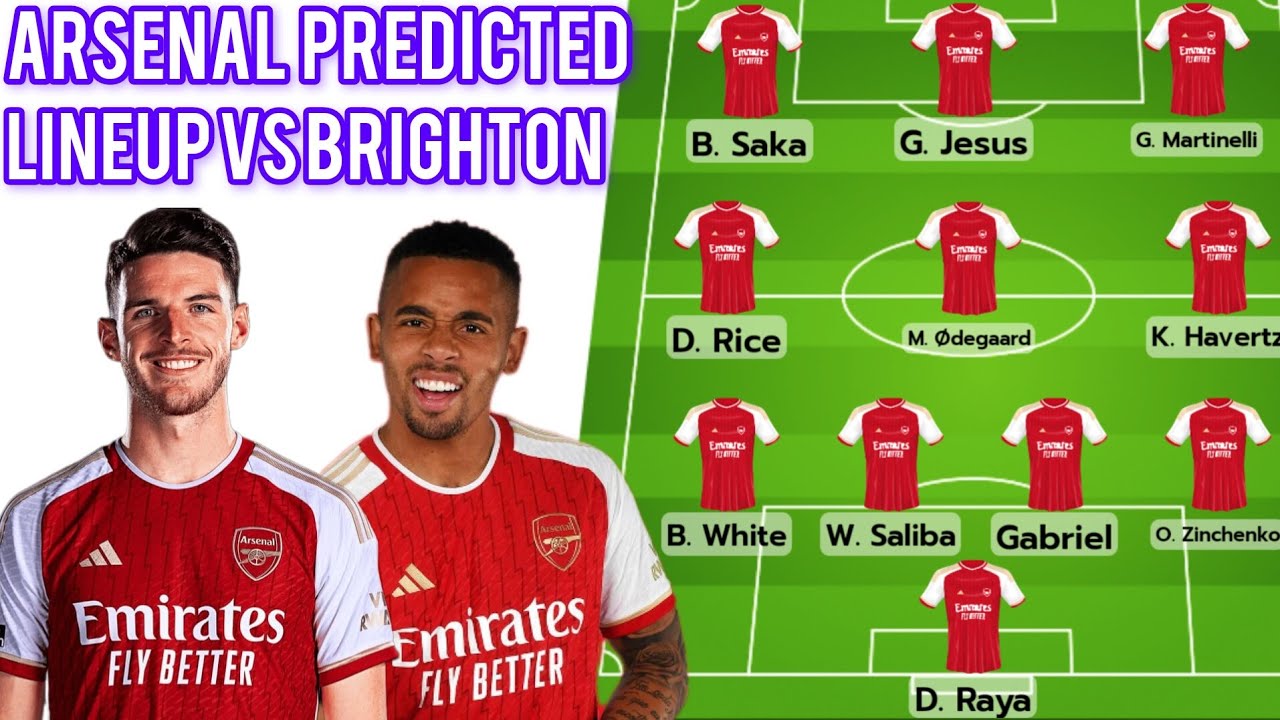 ARSENAL PREDICTED LINEUP VS BRIGHTON (4-3-3) | SAT, 16 DEC 2023 - YouTube