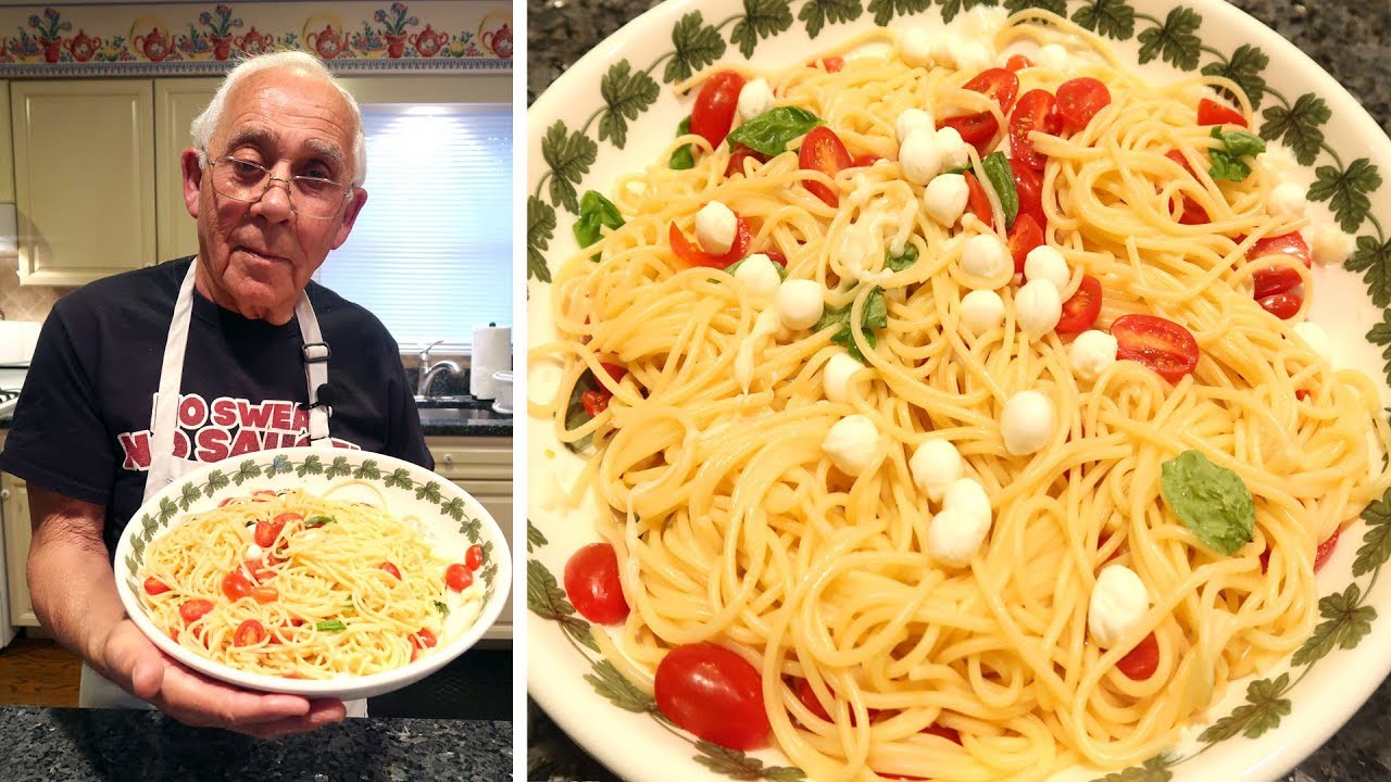 Spaghetti with Fresh Tomatoes and Mozzarella Recipe - YouTube