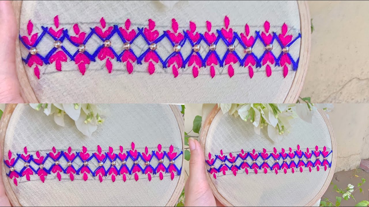 Wonderful Boder Line |very easy tulip Stitch BoderLine design | for ...