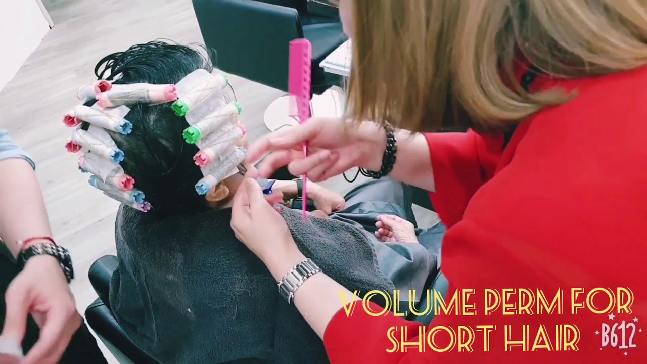 Volume perm for short hair (짧은머리 볼륨 펌) - YouTube