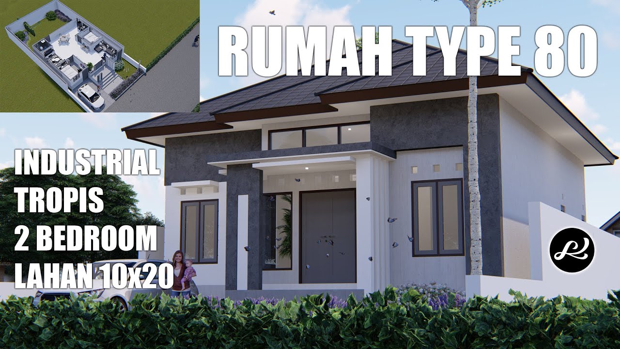 desain rumah type 80 - rumah industrial tropis - YouTube