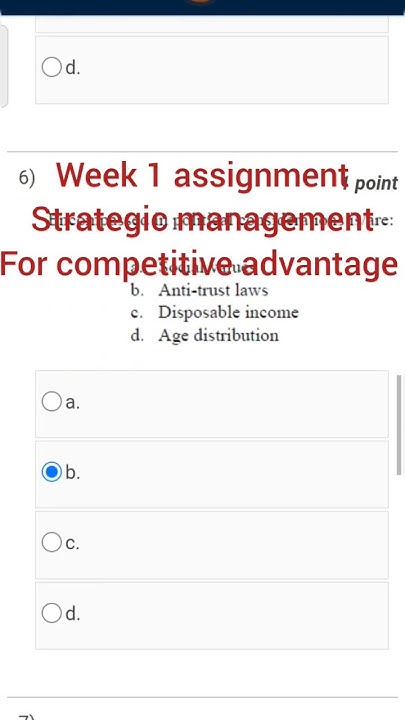NPTEL week 1 assignment strategic management for competitive advantage ...
