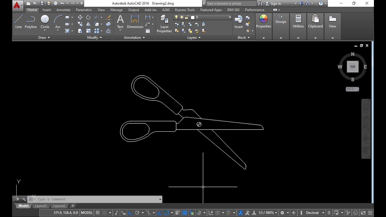 2d scissors practice and how to insert an image into AutoCAD - YouTube
