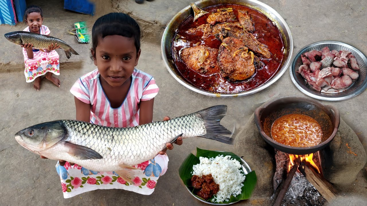 Three KG Rohi fish Curry Recipe cooking and eating |cooking by santali ...