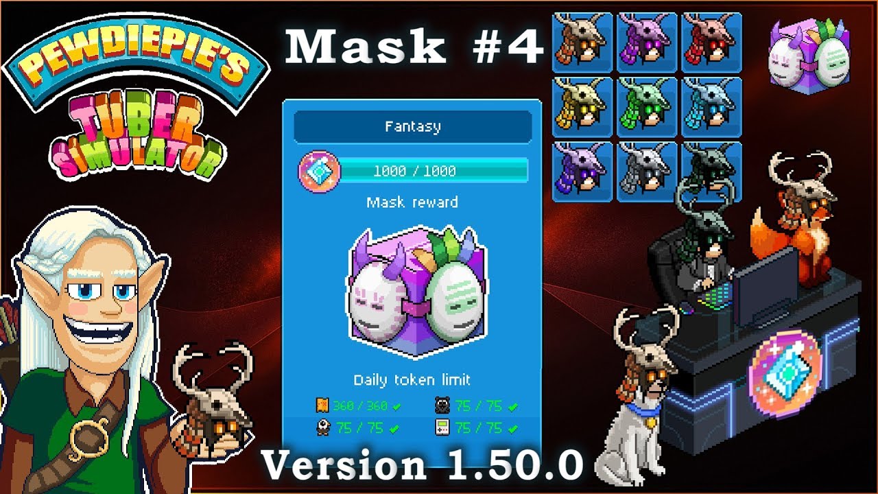 Pewdiepie's Tuber Simulator - Fantasy Celebration Mask Reward #4 ...