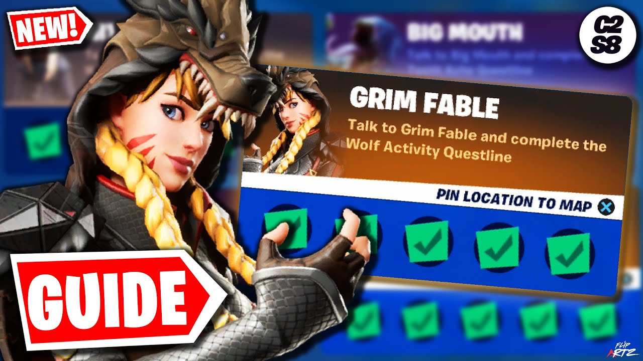 Grim Fable Challenges Guide "Wolf Activity Questline" (Fortnite Battle ...