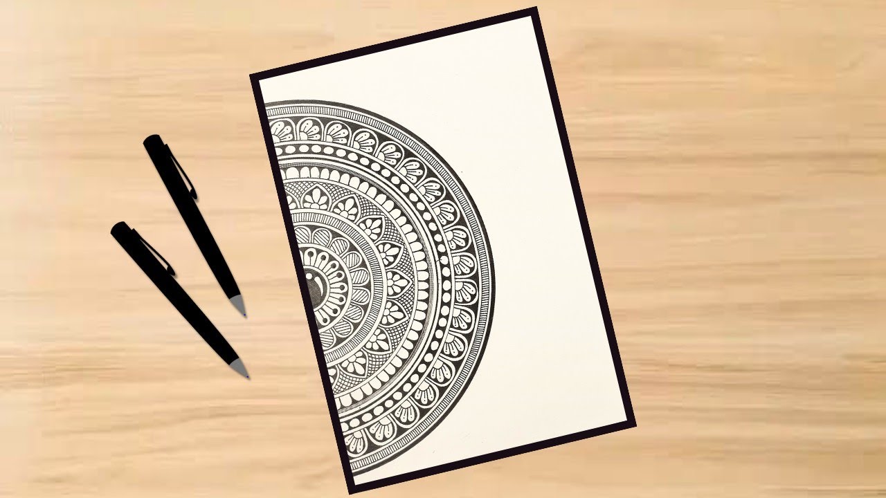 How to Draw Mandala Art. Simple Half-Mandala Step by Step ️ . - YouTube