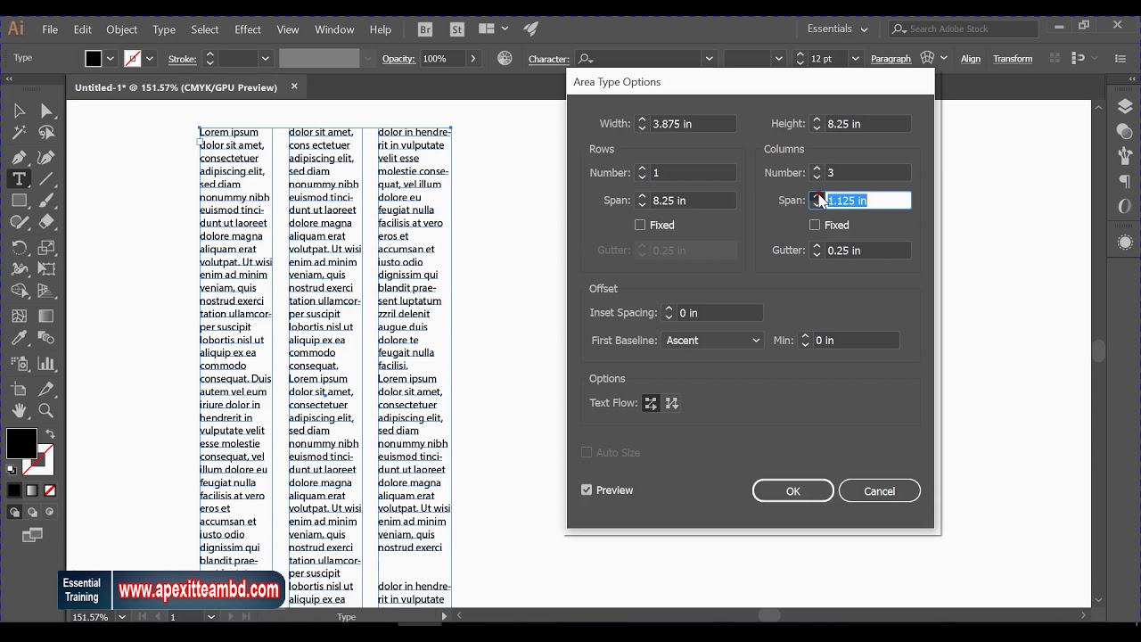 Adobe Illustrator cc 2018: Area Type option - YouTube