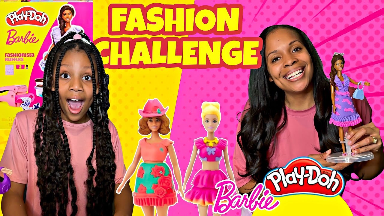 The Ultimate Fashion Challenge with Play-Doh Barbie Designer Dolls!! 💖👗 ...