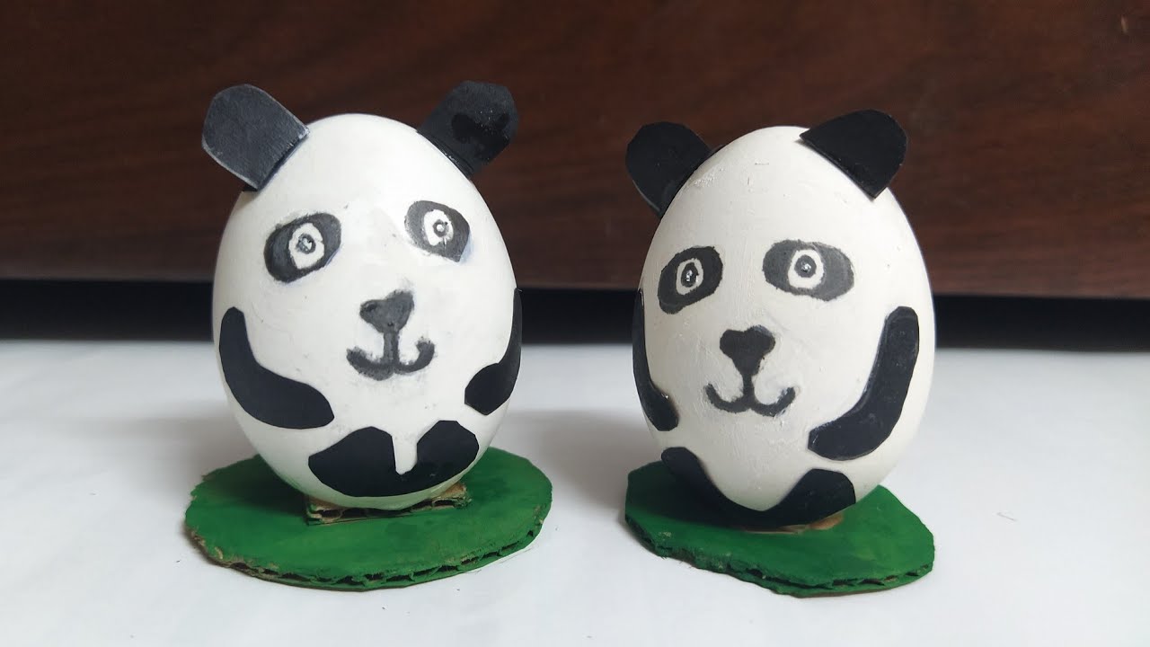 How to make 🐼 Panda with Egg shells | Egg Shell crafts - YouTube