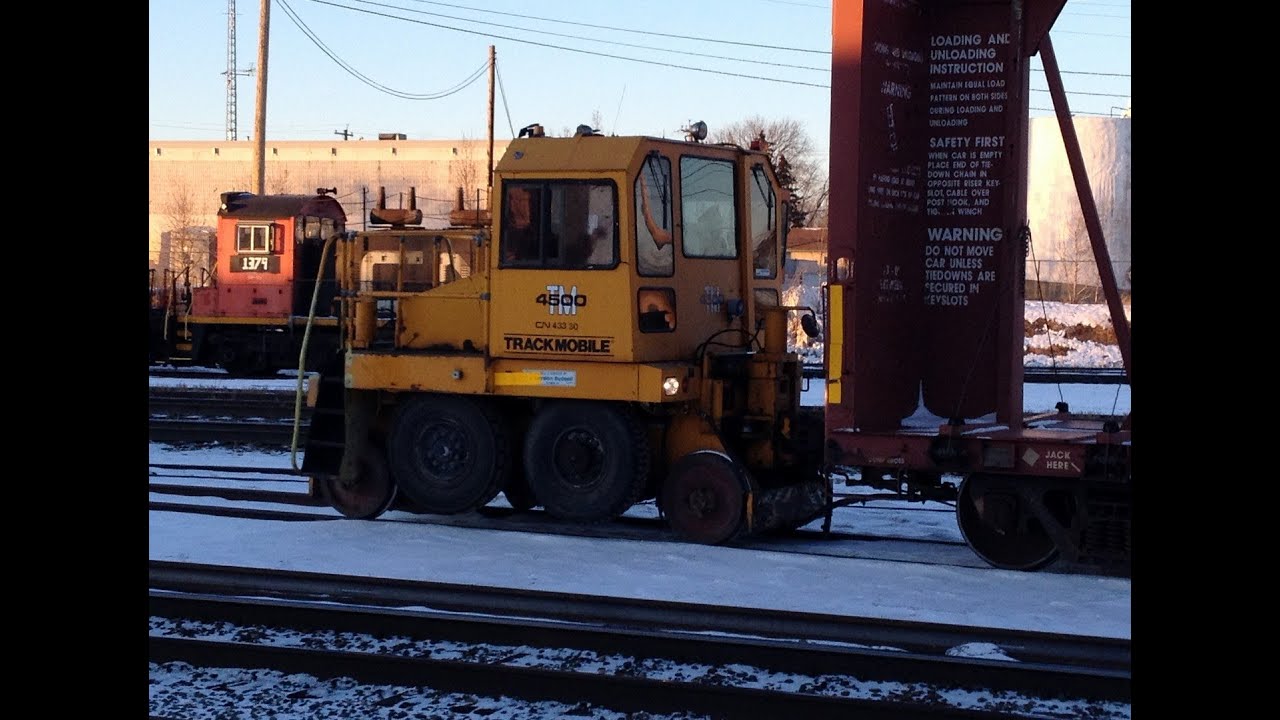A Trackmobile switching and other action at CN's Walker Yard - YouTube