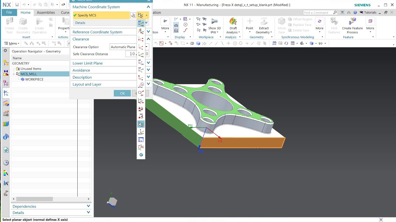 Create coordinate system (MCS MILL ) in Siemens NX - YouTube