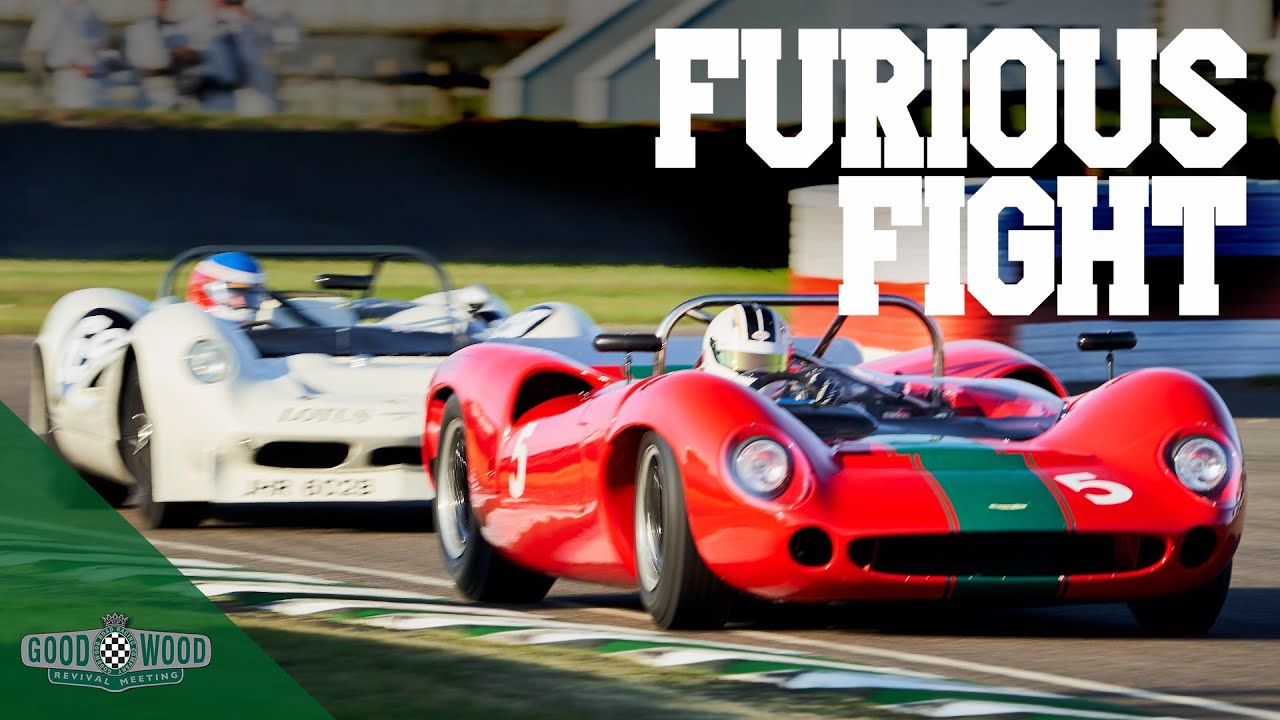 TRACK BATTLE | Lotus 30 and Lola T70 in furious all-V8 fight | Goodwood ...