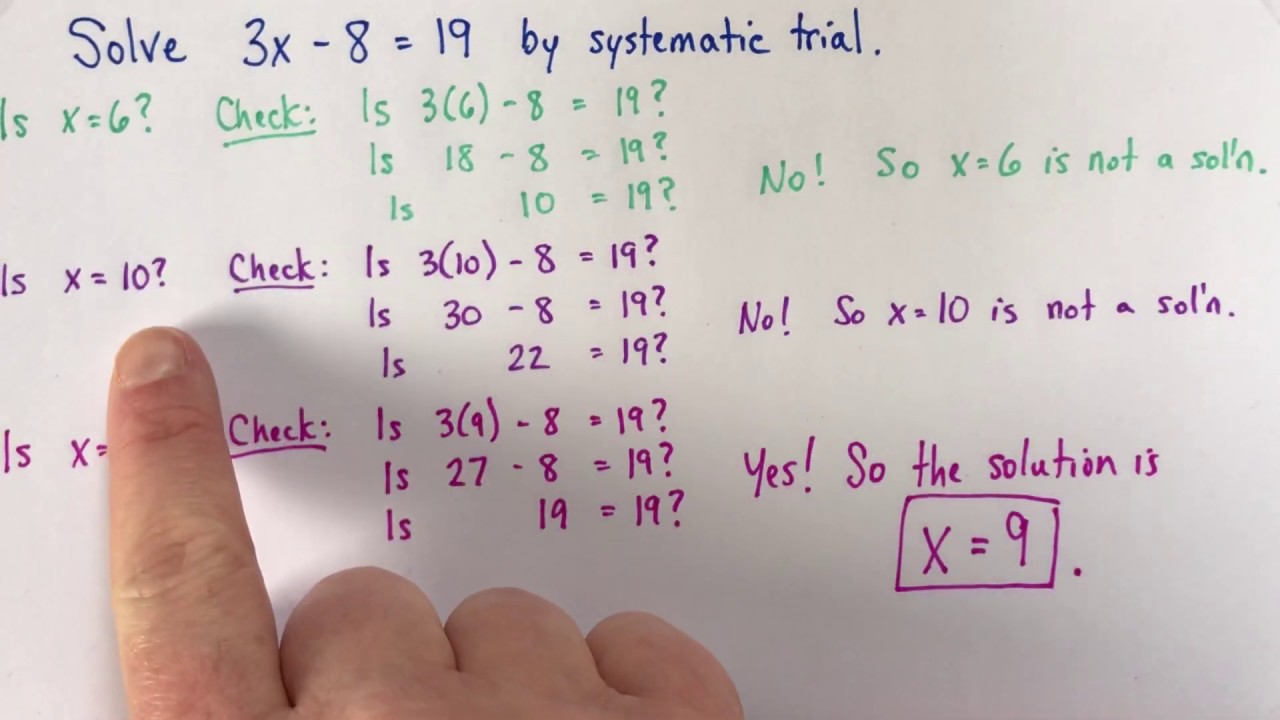 Solving an equation by systematic trial - YouTube