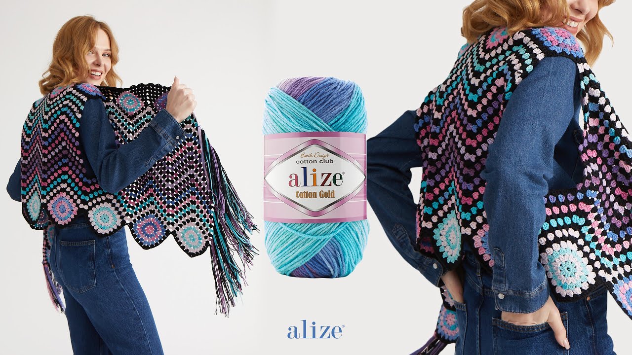 Alize Cotton Gold ile Renkli Baharlık Yelek - YouTube