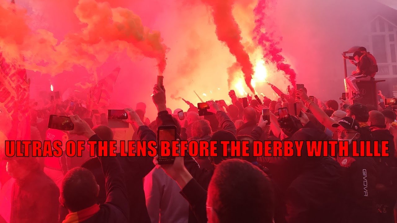 Ultras of the Lens before the Derby with Lille - YouTube
