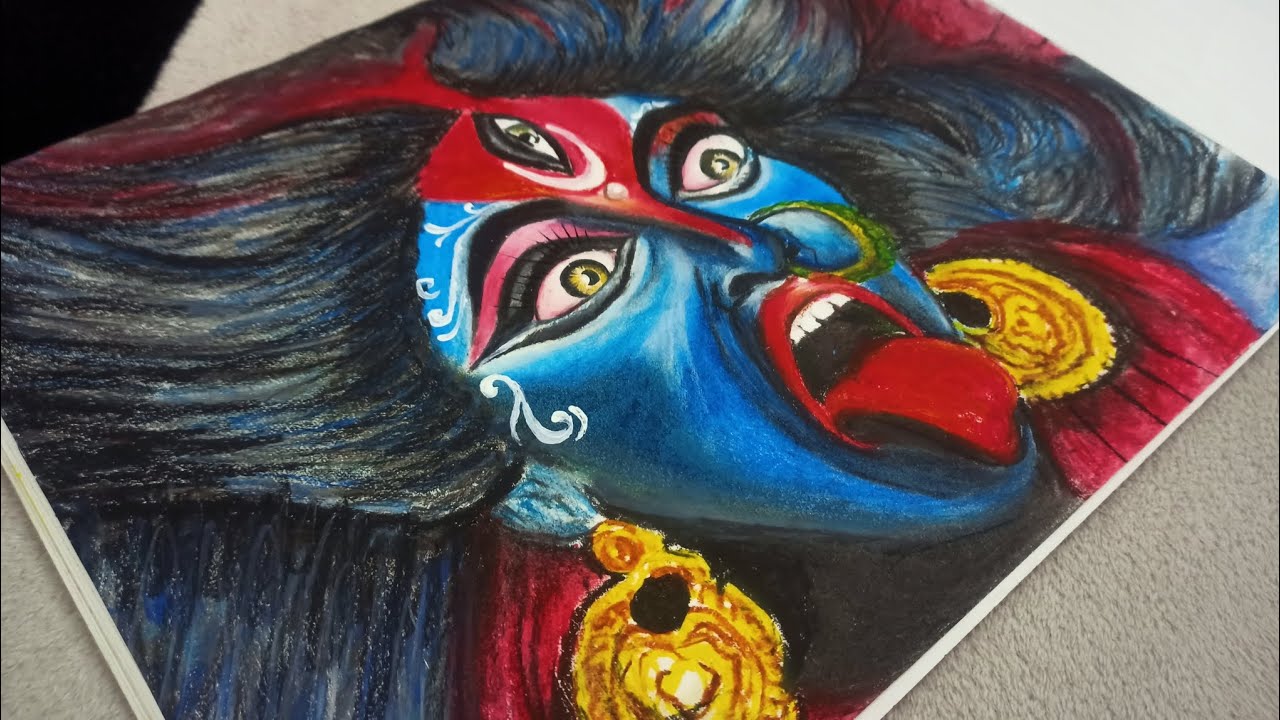 LEARN TO DRAW BHADRAKALI MAA WITH OIL PASTELS 😱 ️| oddlysatisfying ...