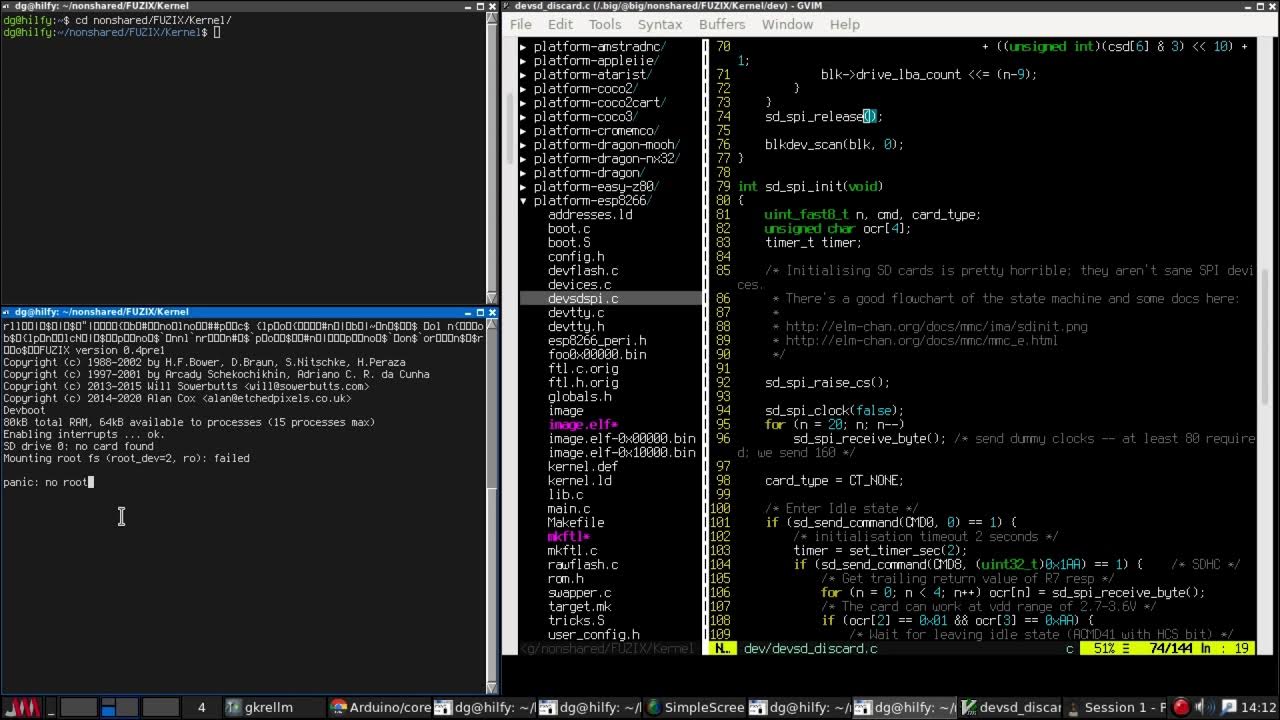 Hjalfi ports Fuzix to the ESP8266: #14: return of the SD card from ...