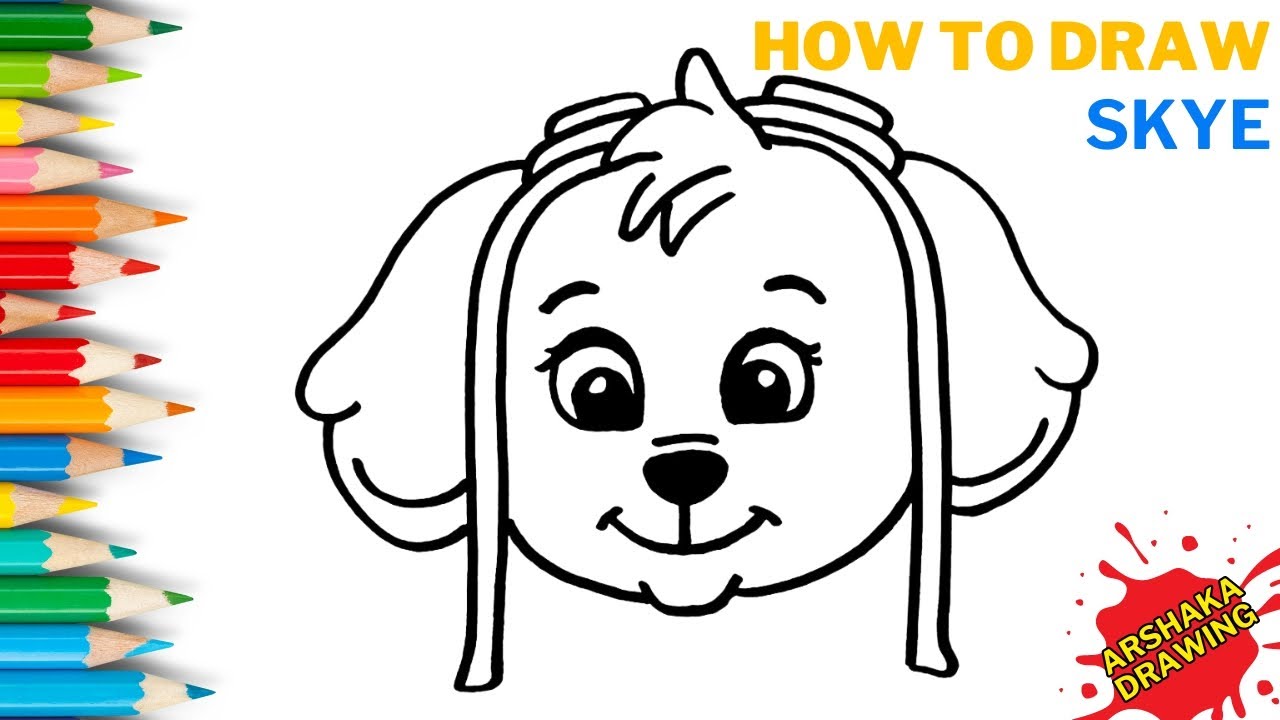 How to Draw Skye Face from Paw Patrol Easy | Cartoon Drawing Tutorial ...