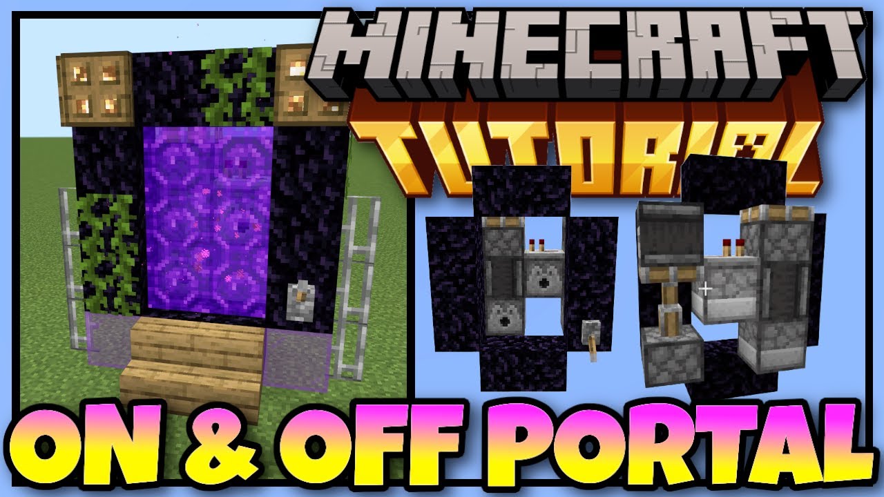 AUTOMATIC NETHER PORTAL ⚡ On/Off ⚡ Minecraft Bedrock Tutorial - MCPE ...