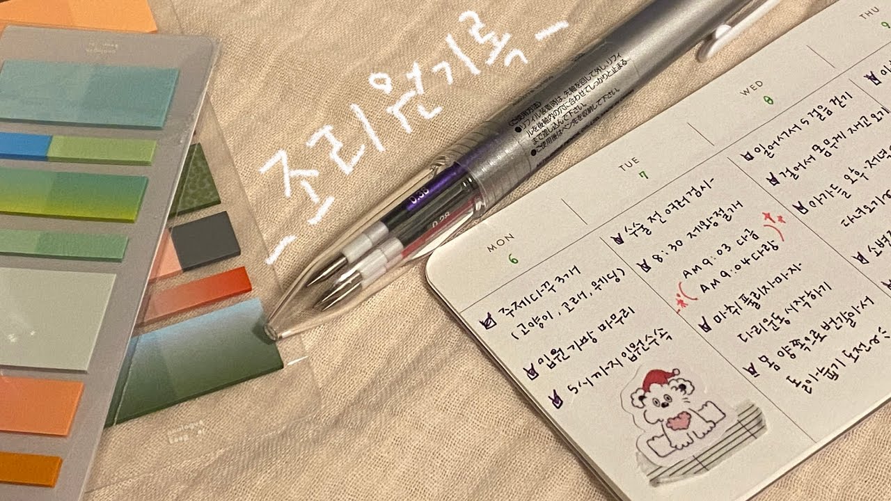 다꾸 아날로그키퍼 핸디 다이어리 같이 채워요➿👀 위클리 쓰고 필사하기🖌️ 조용히 스티커 붙이고 글씨 쓰는 영상 🖍️