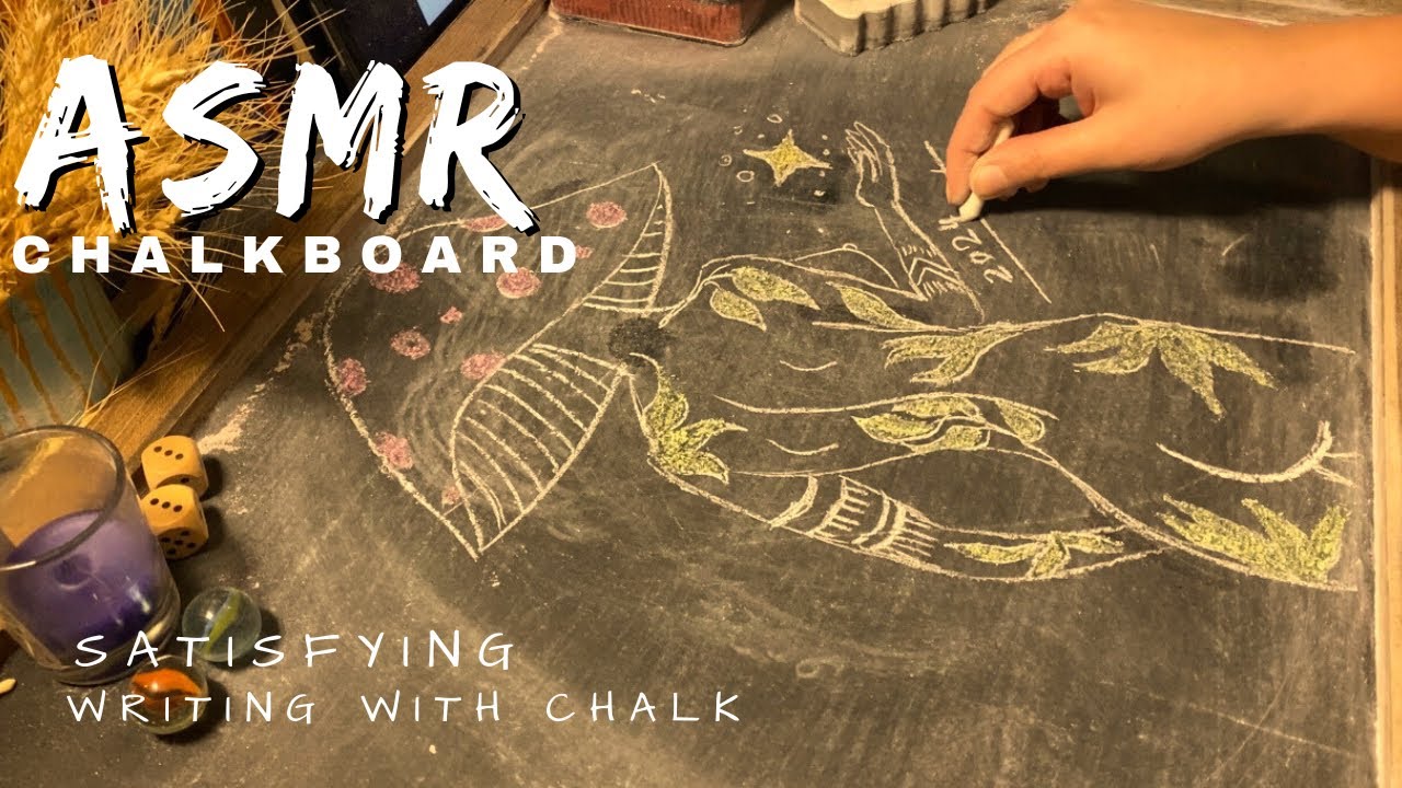 ASMR chalkboard/drawing an illustration/with chalk sound/relax and ...