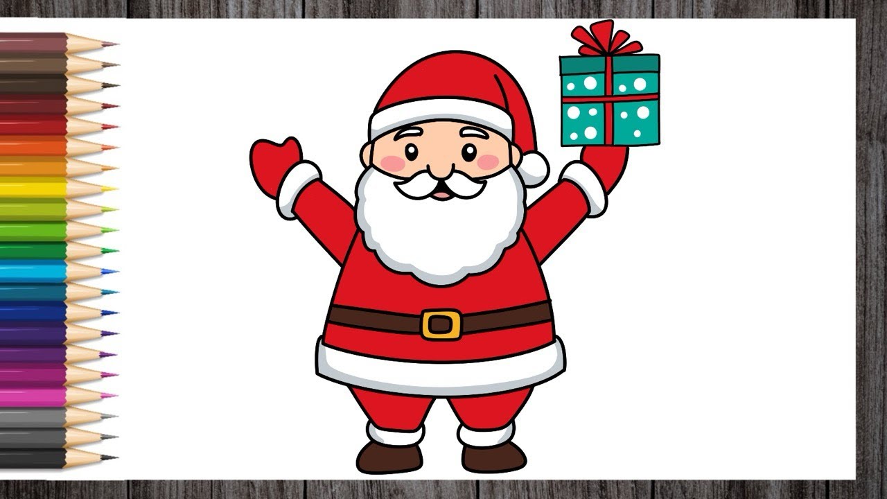 How to Draw Cute Santa Claus Easy for Kids | Christmas Drawing | Cute ...