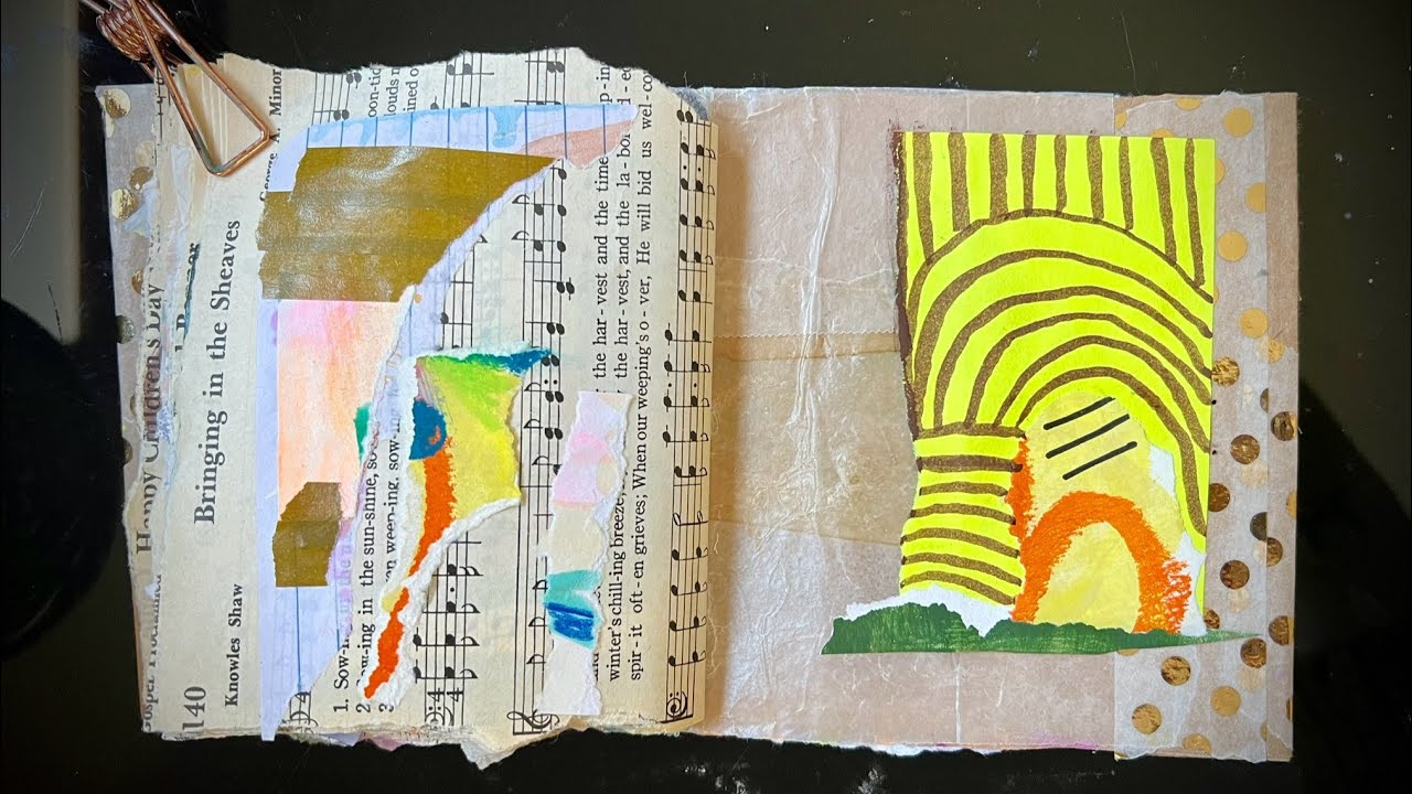 Abstract collage journal flip through, glue book, handmade journal ...