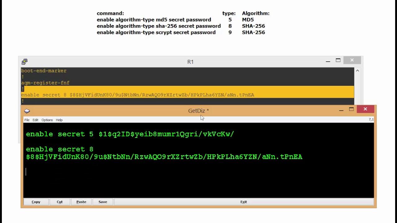 enable secret with new hashing Algorithm Cisco - YouTube