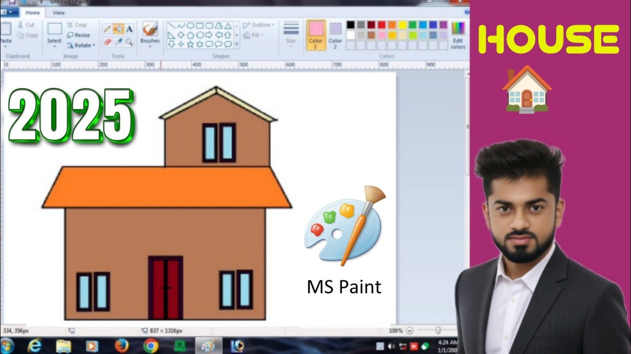 Ms paint 🎨 house 🏠 Design ll ms paint me drawing kaise banaye - YouTube