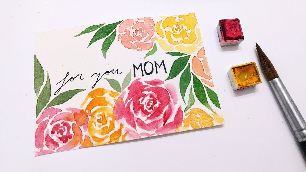 Easy floral MOTHERS DAY card painting » How to paint flowers for spring ...