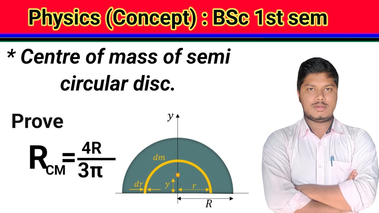 Center of mass of a semi circular Disc ।। Centre of mass of a ...