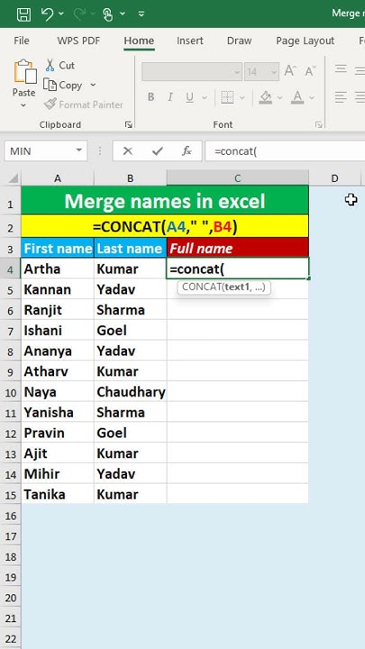 Merge names in excel - YouTube