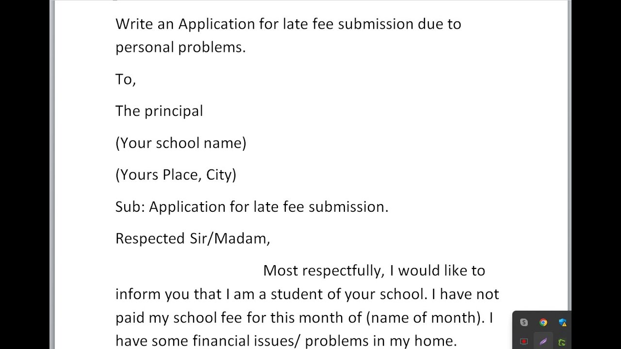Write An Application for late fee submission // #applicationwriting # ...