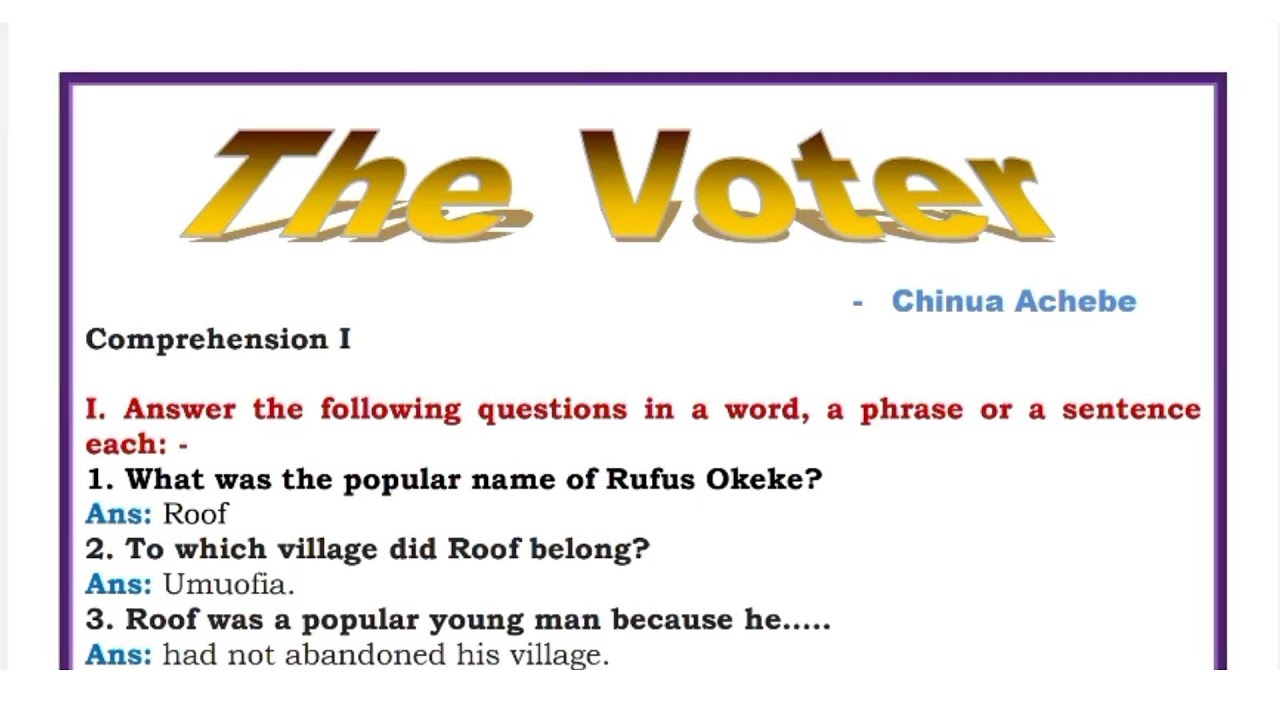The Voter 2nd PUC Notes/The Voter Important questions for Board Exam ...