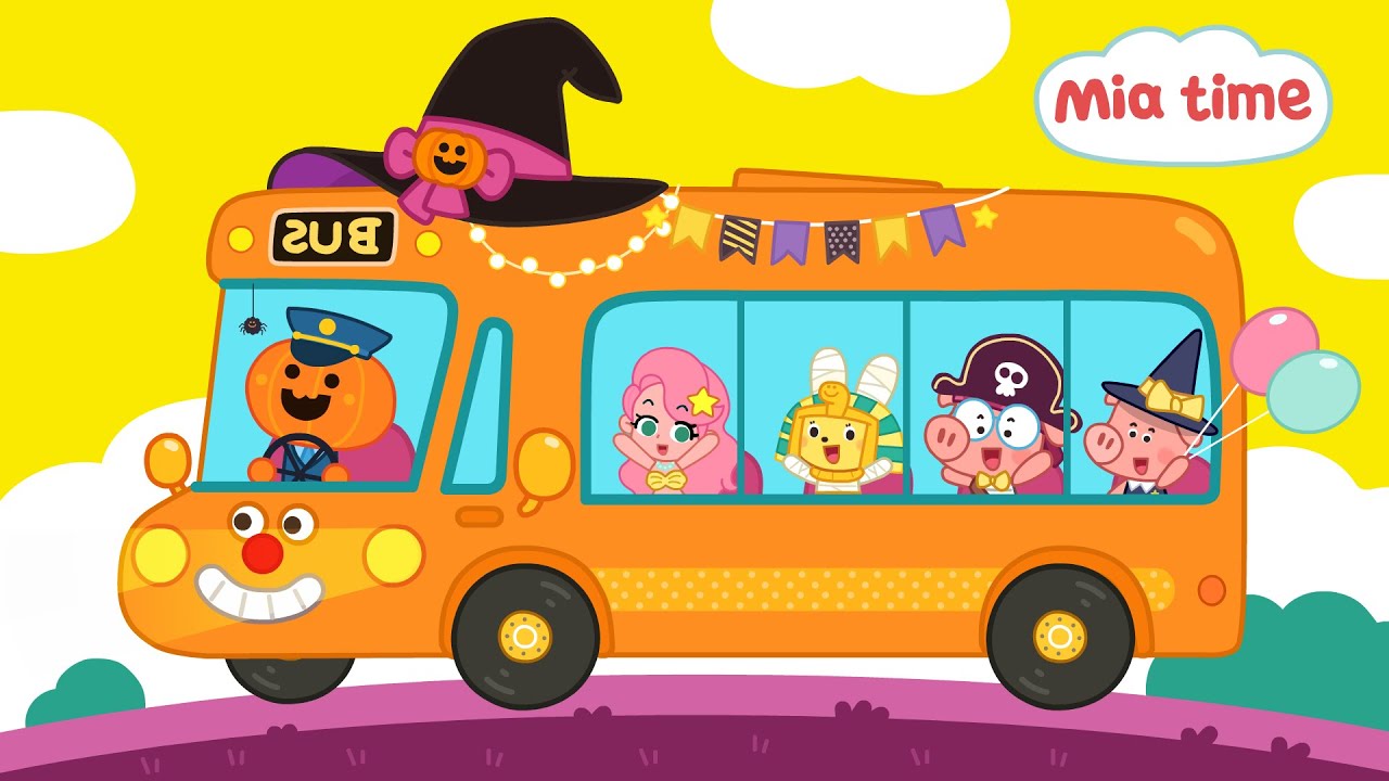 Magical Sightseeing Bus | Halloween Rhymes | Cartoon for Kids | Mia pig ...