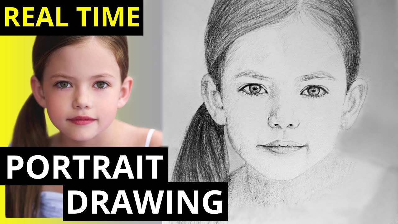 How to Draw a Girl Face Step by Step | Real Time Portrait Drawing - YouTube