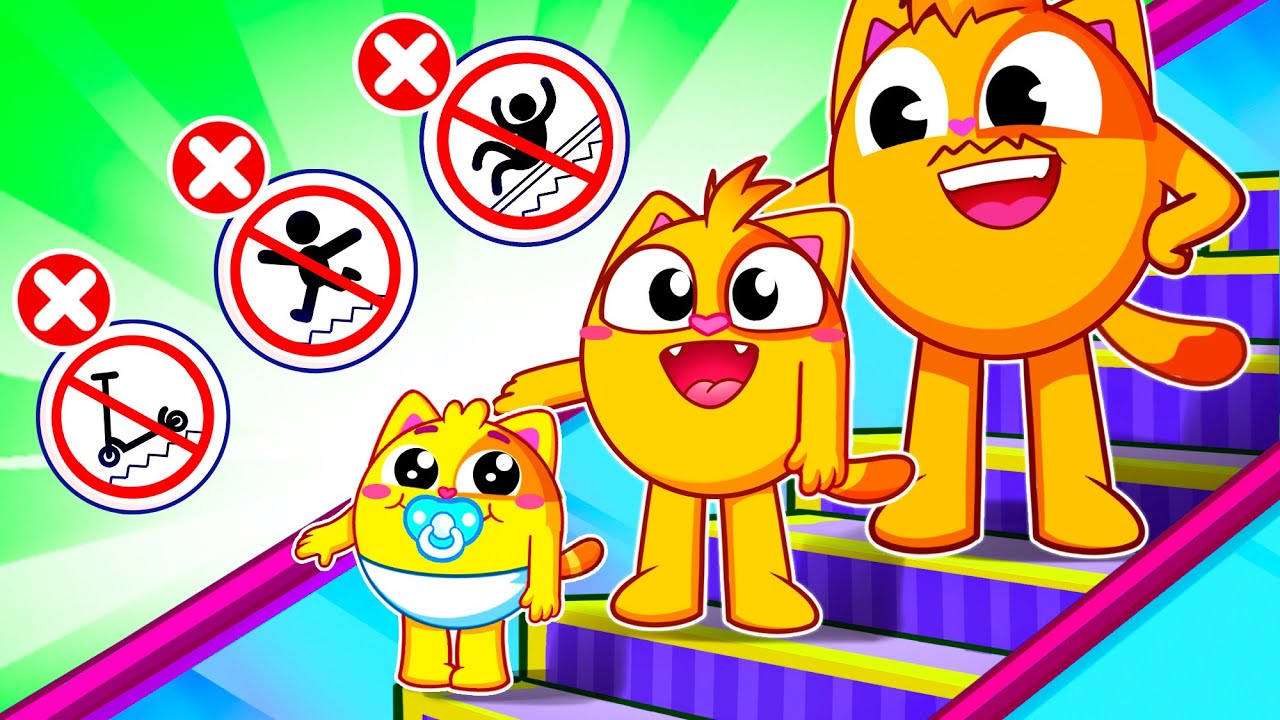Escalator Safety Story for Kids | Funny Song For Baby & Nursery Rhymes ...