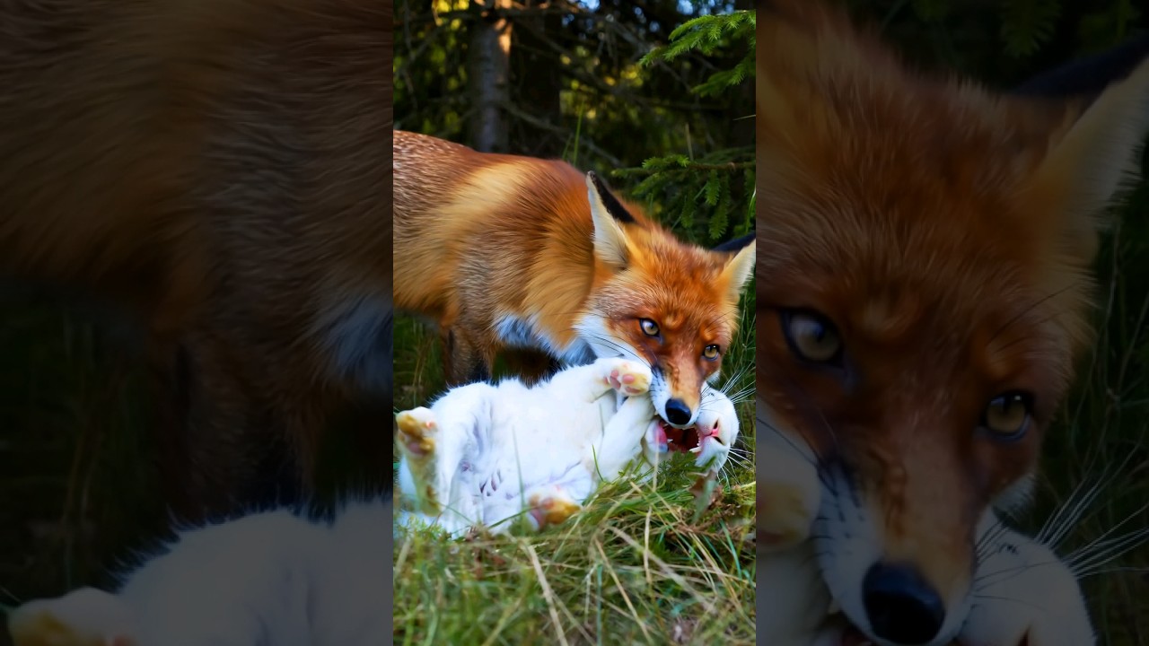 Fox eating rabbit - YouTube