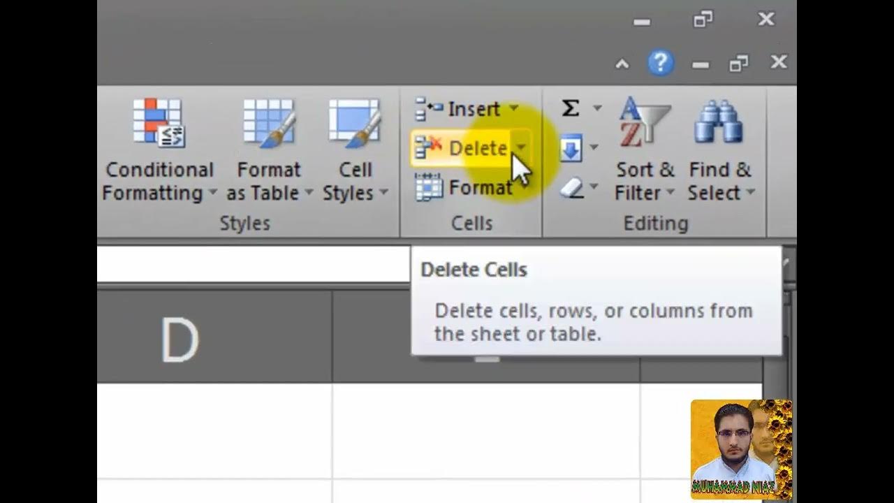 53 Deleting Cell, Rows and Columns - YouTube