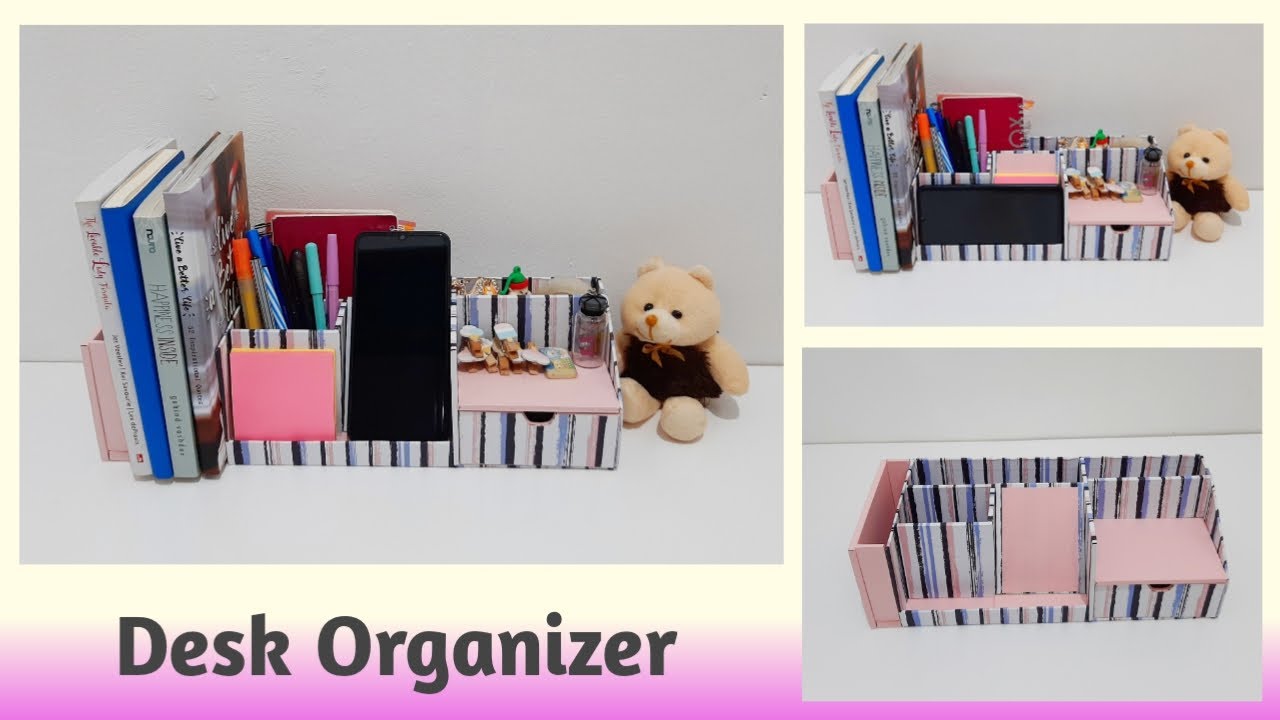 DIY - Making Desktop Organizer From Waste Shoebox | DIY Desktop ...
