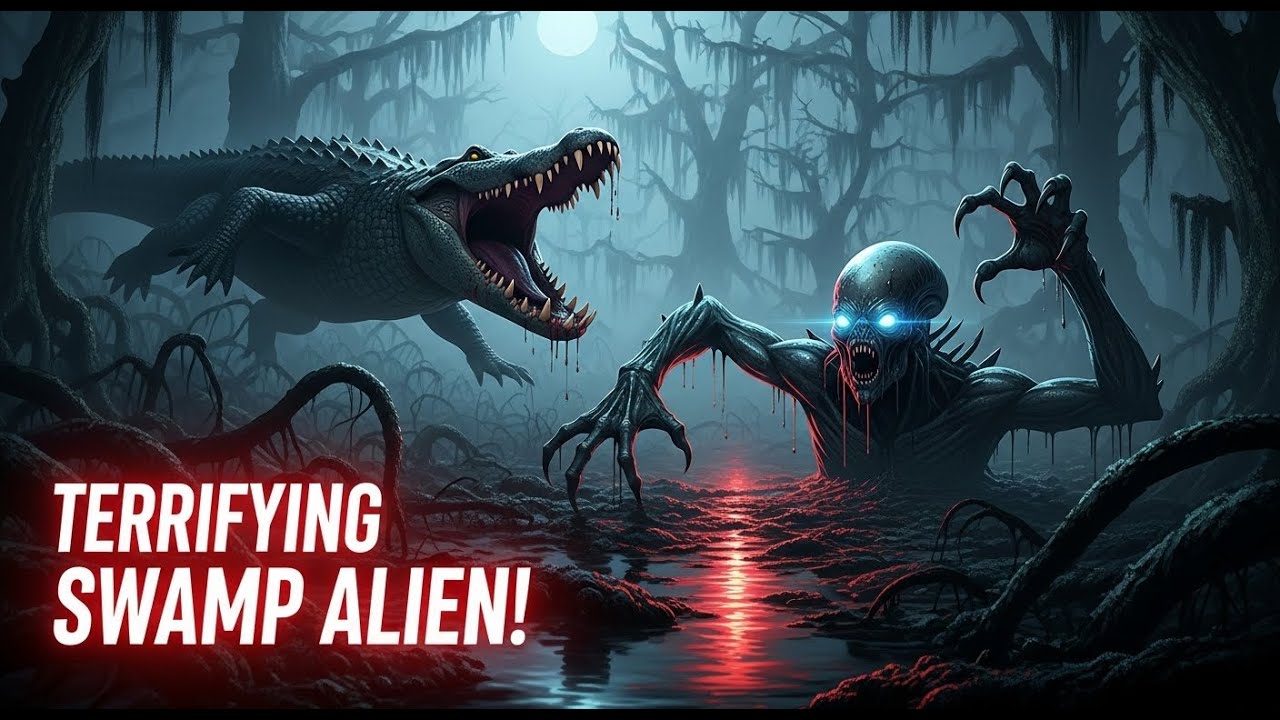 “Terrifying Alien Found in Swamp Attacked by Giant Alligator | Scary ...